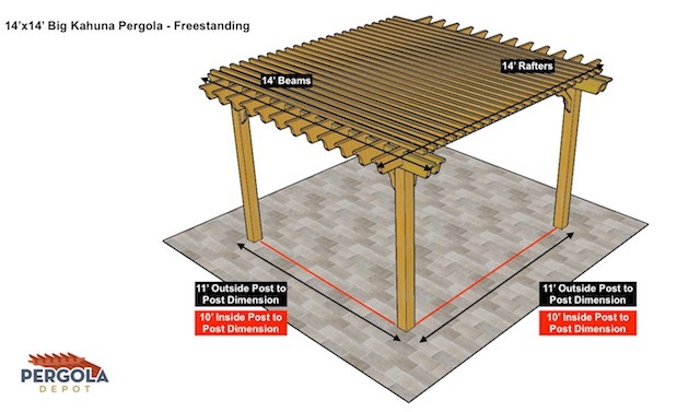 14x14 Pergola Plans | Shop the Big Kahuna 14x14 Pergola Kit Online at ...